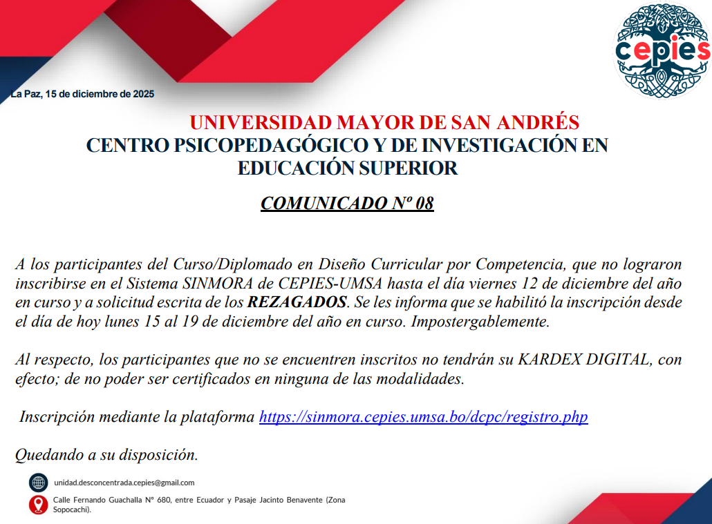 Cursos CEPIES - CEPIES - Universidad Mayor de San Andrés